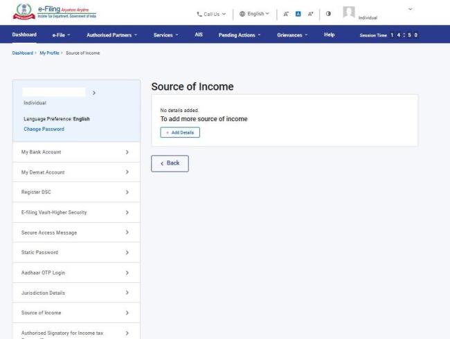 My Profile User Manual | Income Tax Department