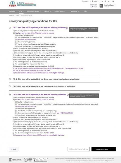 Identification and Generation of Applicable ITR User Manual | Income ...