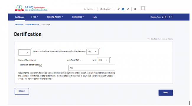 Form15CB User Manual | Income Tax Department