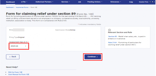 Form 10E User Manual | Income Tax Department