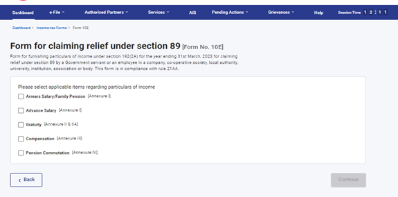 Form 10E User Manual | Income Tax Department