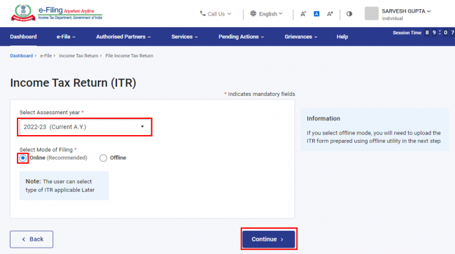फाइल आईटीआर-1 (सहज) ऑनलाइन - उपयोगकर्ता पुस्तिका | Income Tax Department
