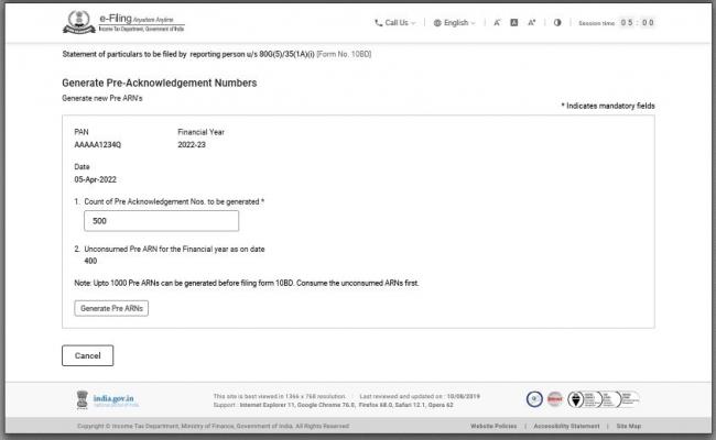 Form 10BD-BE User Manual | Income Tax Department