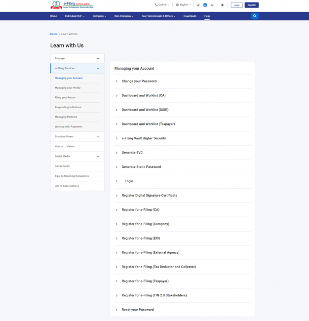 Dashboard and Worklist (CA) User Manual | Income Tax Department
