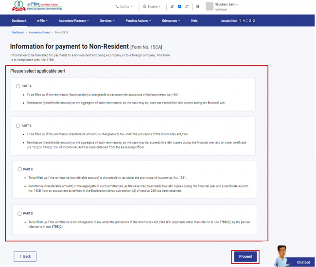 Form 15 CA User Manual | Income Tax Department