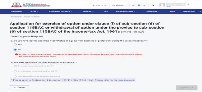 Form 10-IEA - User Manual & FAQs | Income Tax Department