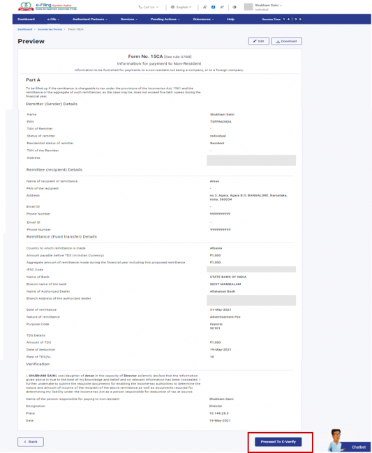 Form 15 CA User Manual | Income Tax Department