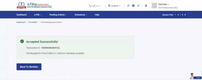 Form 29B User Manual | Income Tax Department