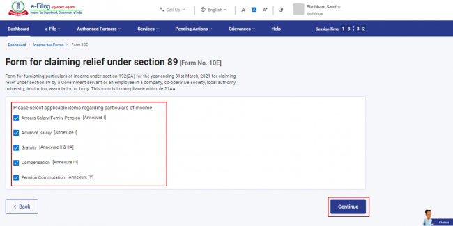Form 10E User Manual | Income Tax Department