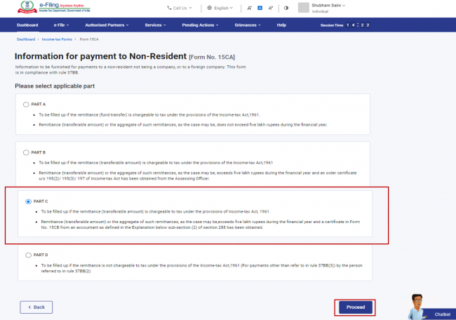 Form 15 CA User Manual | Income Tax Department