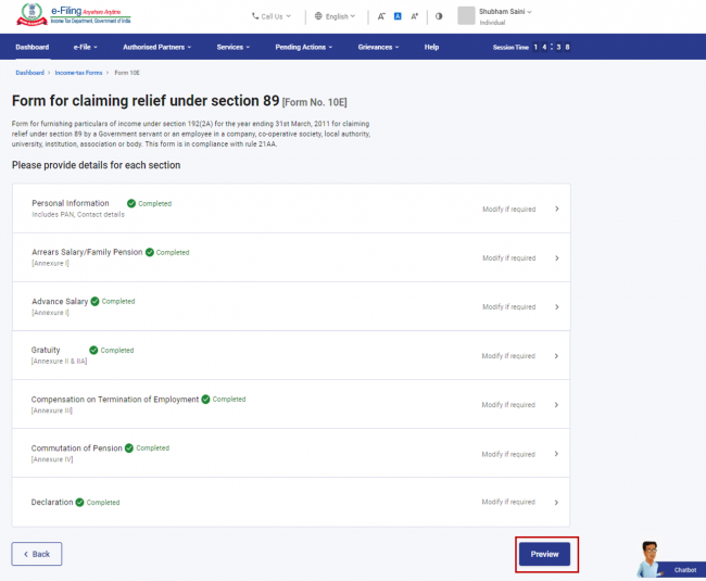 Form 10E User Manual | Income Tax Department