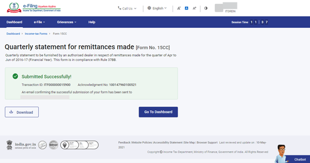 Form 15CC User Manual | Income Tax Department