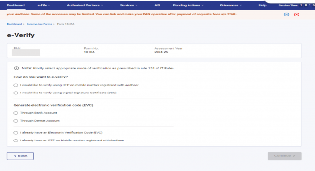 Form 10-IEA - User Manual & FAQs | Income Tax Department