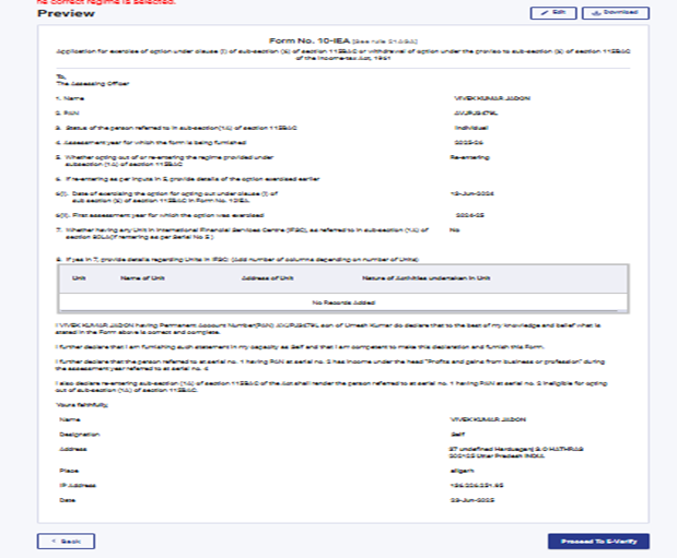 Form 10-IEA - User Manual & FAQs | Income Tax Department