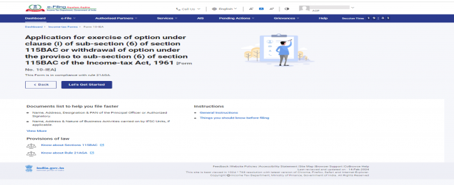Form 10-IEA - User Manual & FAQs | Income Tax Department