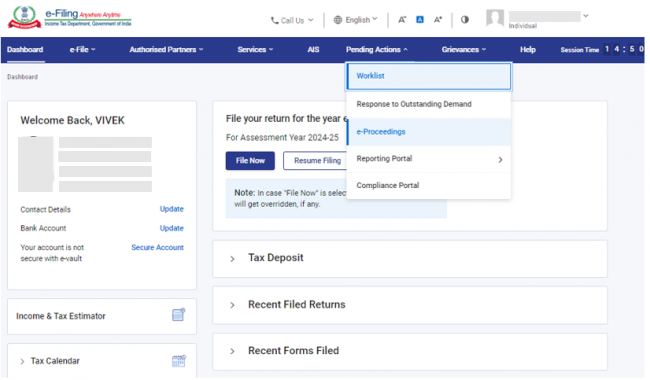 e-Proceedings User Manual | Income Tax Department