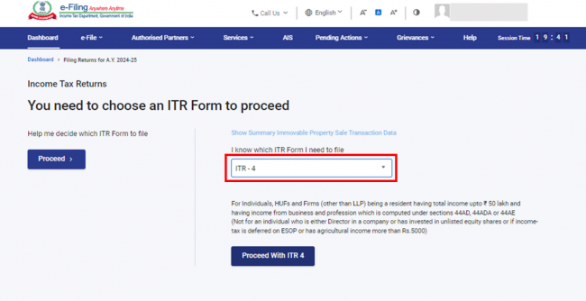 File ITR-4 (Sugam) Online User Manual | Income Tax Department