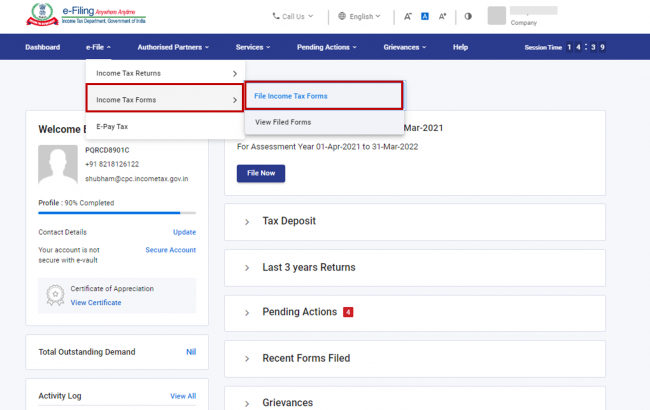 Form 15 CA User Manual | Income Tax Department