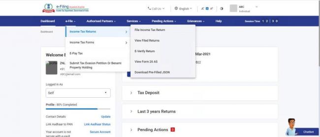 Dashboard and Worklist (Taxpayer) User Manual | Income Tax Department