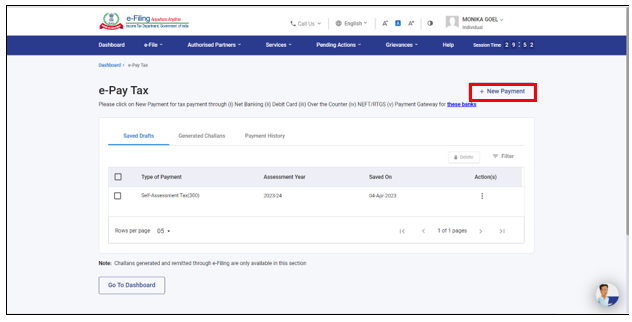 Tax payment through Debit Card User Manual | Income Tax Department