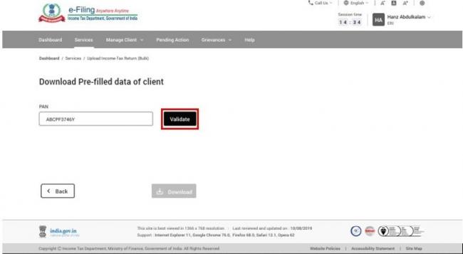 Bulk ITR Upload and View (by ERIs) > User Manual | Income Tax Department