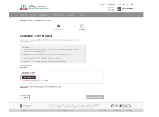 Bulk ITR Upload and View (by ERIs) > User Manual | Income Tax Department