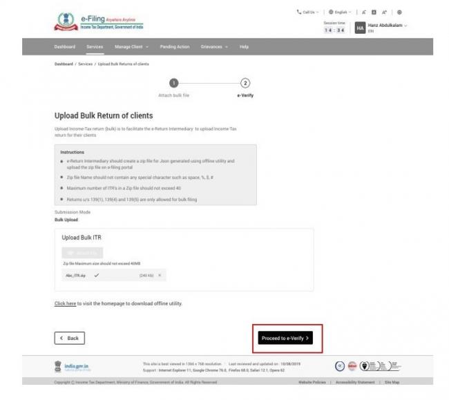 Bulk ITR Upload and View (by ERIs) > User Manual | Income Tax Department