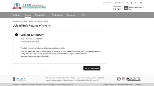Bulk ITR Upload and View (by ERIs) > User Manual | Income Tax Department