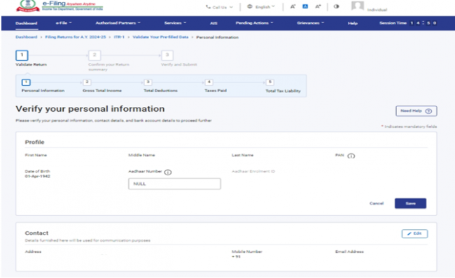 File ITR-1 (Sahaj) Online User Manual | Income Tax Department
