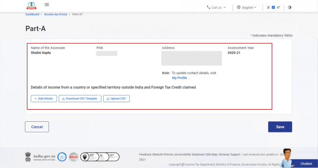 Form 67 User Manual | Income Tax Department